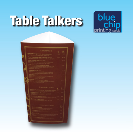 3 Panel Table Talkers | Blue Chip Printing